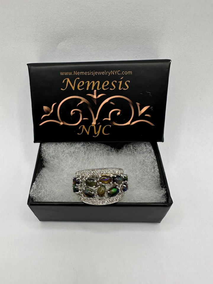 Vintage Handmade Green and Purple Fire Opal Setting 925 Sterling Silver ...