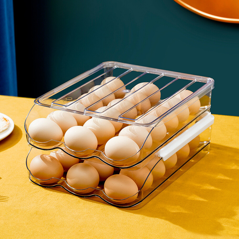 Egg Drawer Household Egg Container for Refrigerator Organizer Bin (2 ...