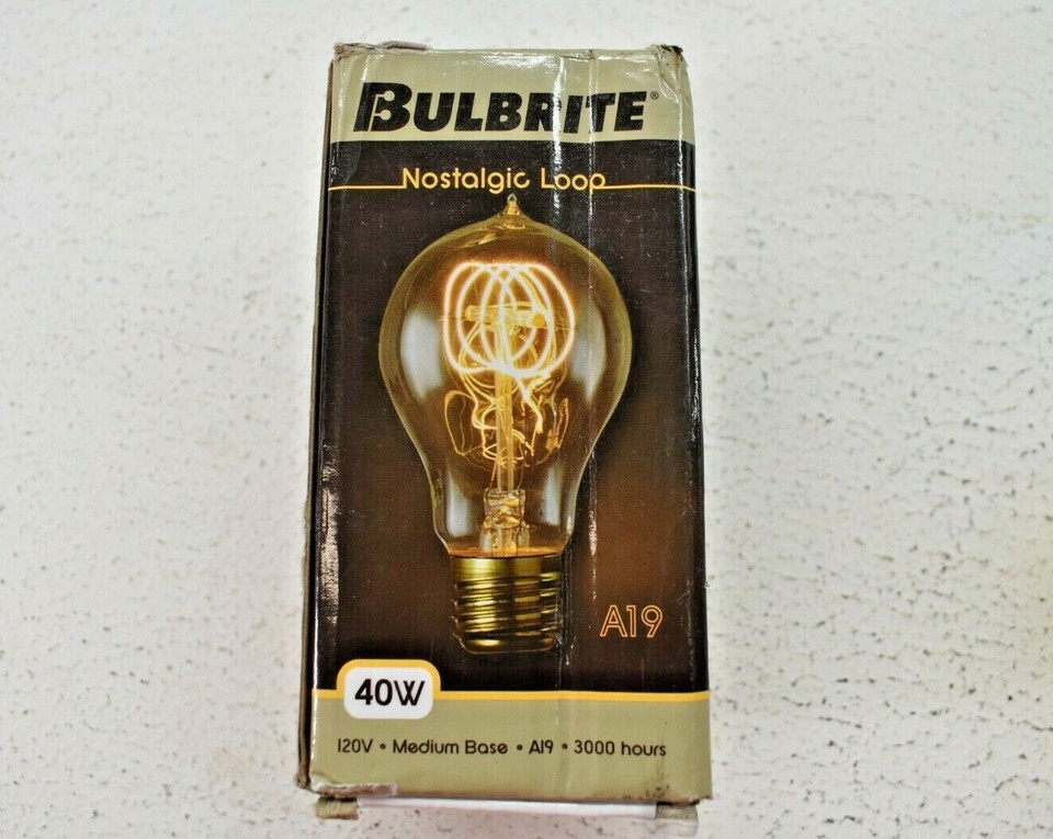 Bulbrite Nostalgic Loop Light Bulb 40W 120V Medium Base A19 3000 hour ...