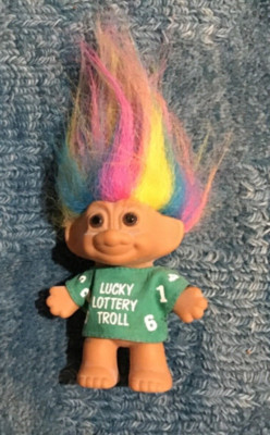 Vintage Russ Lucky Lottery Troll ~ 3" Rainbow Troll ~ Rainbow Hair New ...