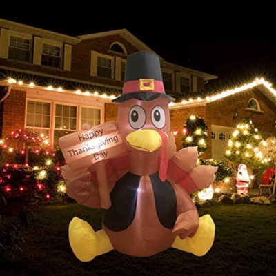 6 FT Thanksgiving Inflatable Turkey, Blow up Lighted Turkey Decor with ...