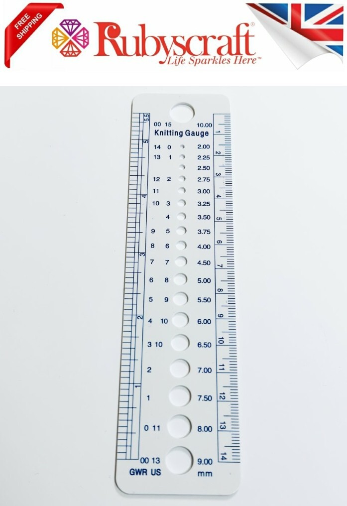 1pc Knitting Gauge Needle Sizer Ruler 14cm Plastic Sizer Imperial ...