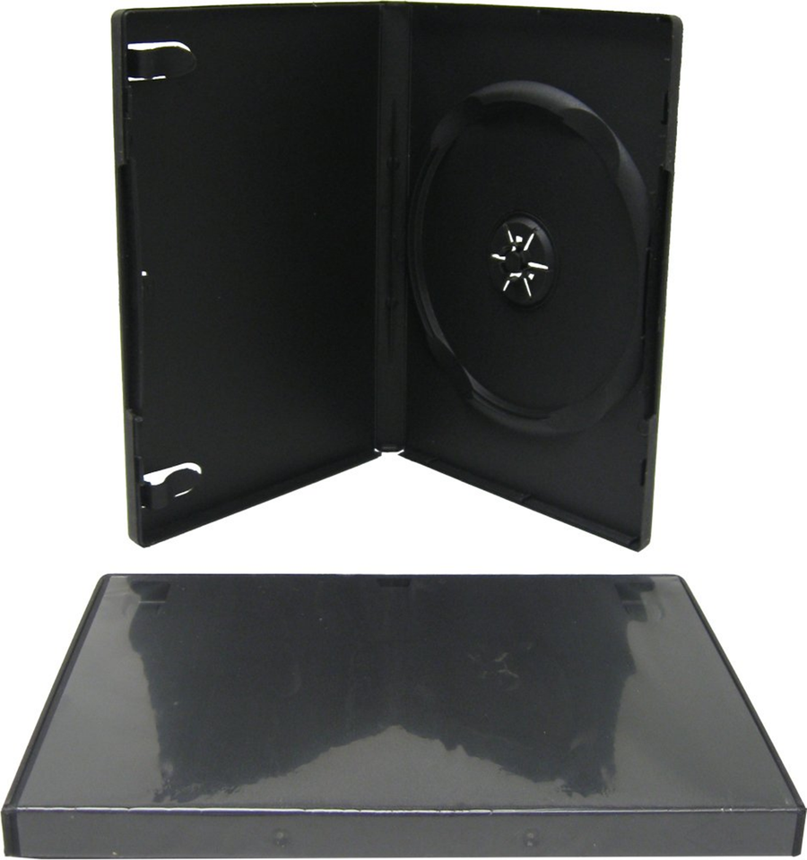 (100) Black Empty Standard Replacement Single DVD Cases Boxes 14mm Disc ...