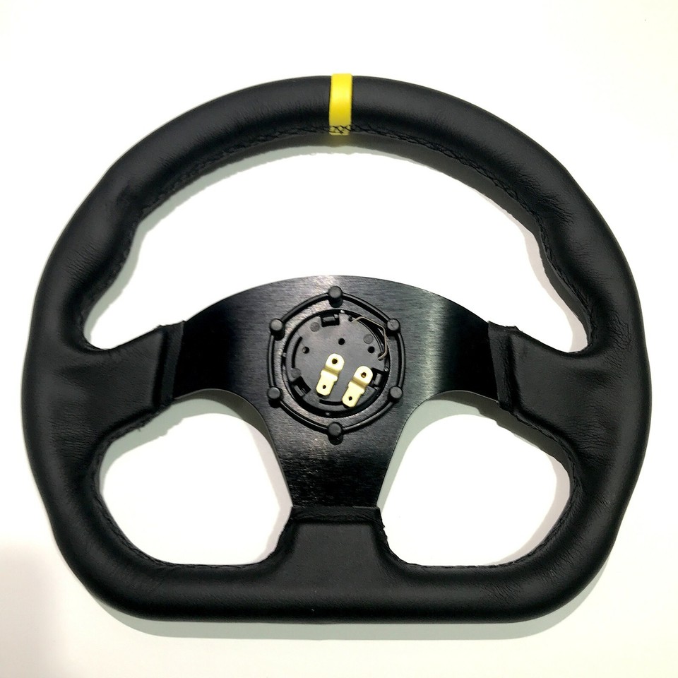 320mm Leather Yellow Strip D Shape Steering Wheel Race Fit MOMO Boss ...
