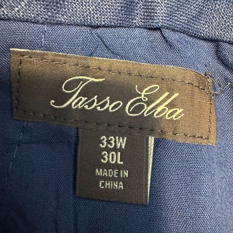 Tasso Elba Mens Linen Pants Size 33x30 Navy Blue Lightweight Coastal Preppy | eBay