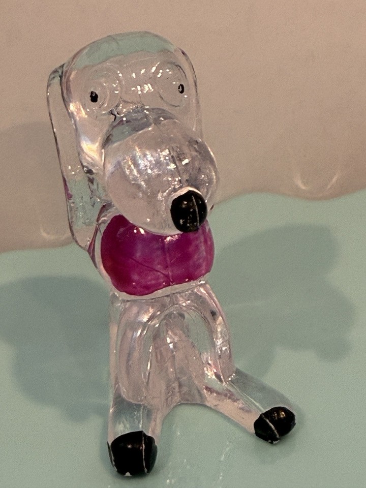 Vintage Acrylic Poodle Snoopy Dog Figurine Clear Plastic BONUS Tripod ...