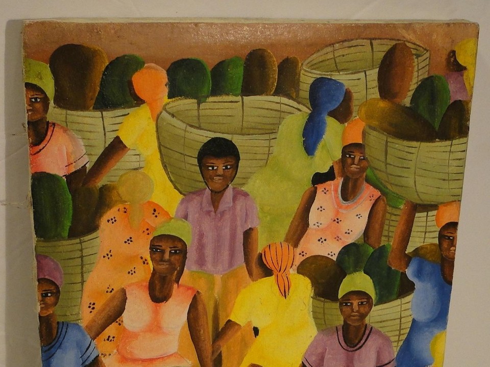 Original 9x12" Haiti Artwork by Emm Valcin Haitian Art Village People ...