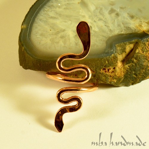 Hammered Copper Snake Ring Any Size Handmade Unique Jewelry - Spiritual ...