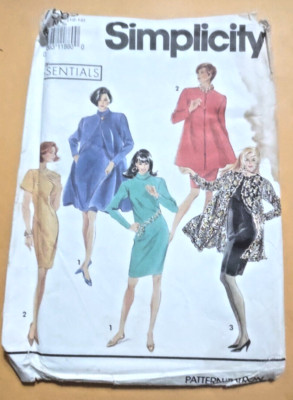 Simplicity 7569 Misses 1990's Style Unlined Coat & Dress Pattern Sz 10 ...