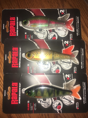 RAPALA SUPER SHADOW RAP GLIDE 11's==LOT OF 3 DIFFERENT COLORED FISHING LURES | eBay