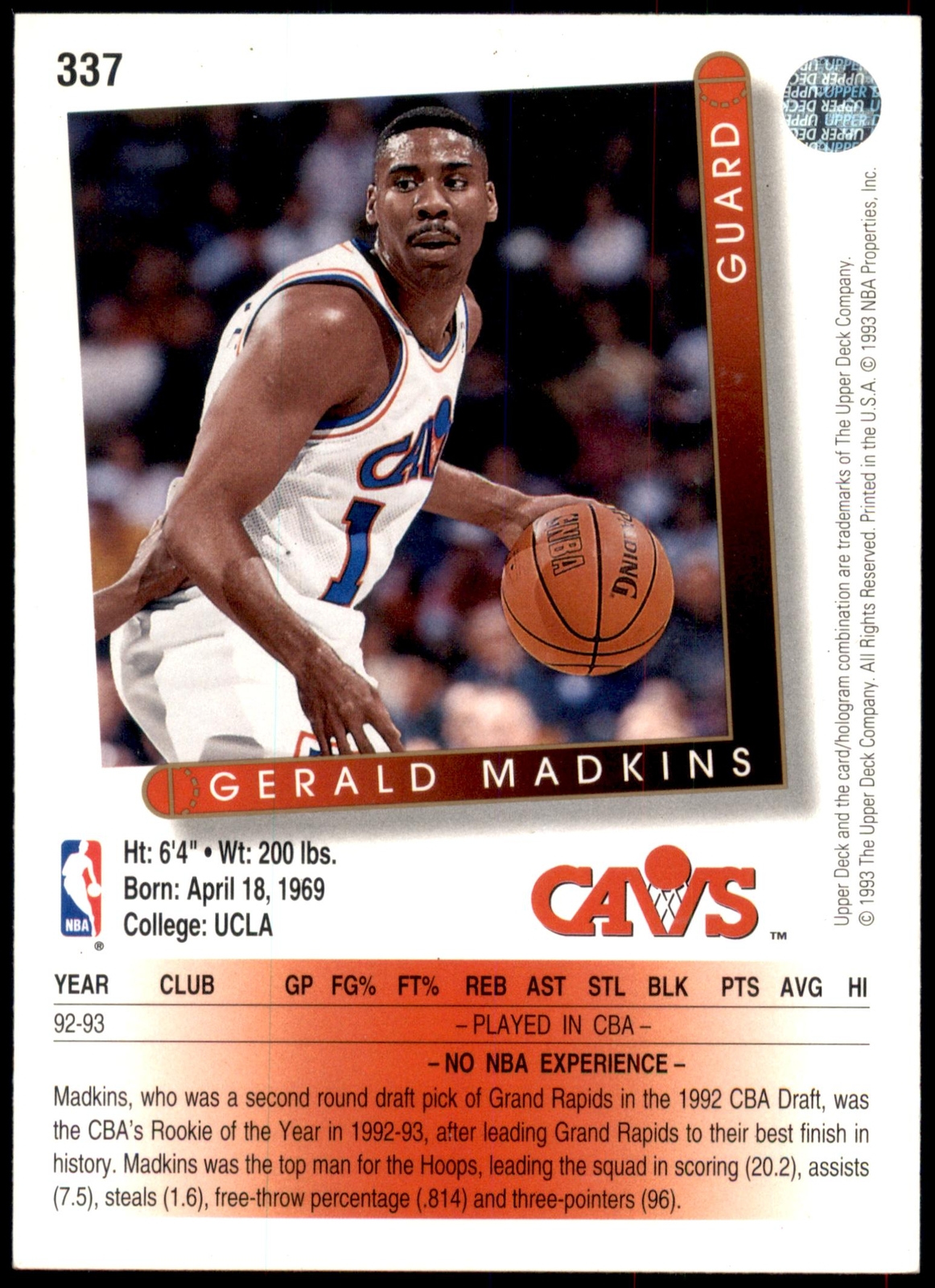 1993-94 Upper Deck - Gerald Madkins #337 (RC) for sale online | eBay