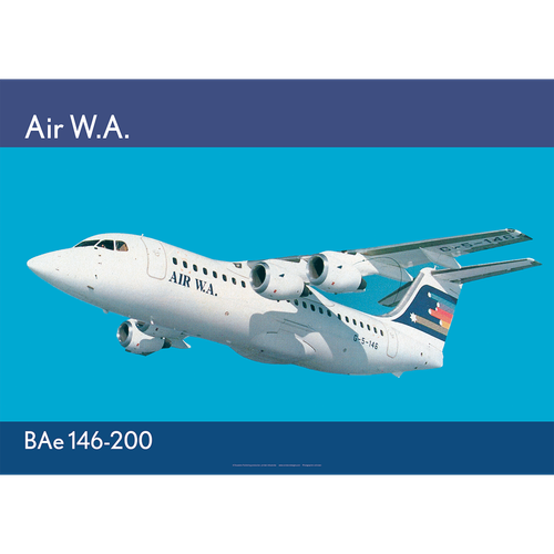 Air W.A. BAe 146-200 Art Print - In-flight Ansett WA - 2 sizes poster ...