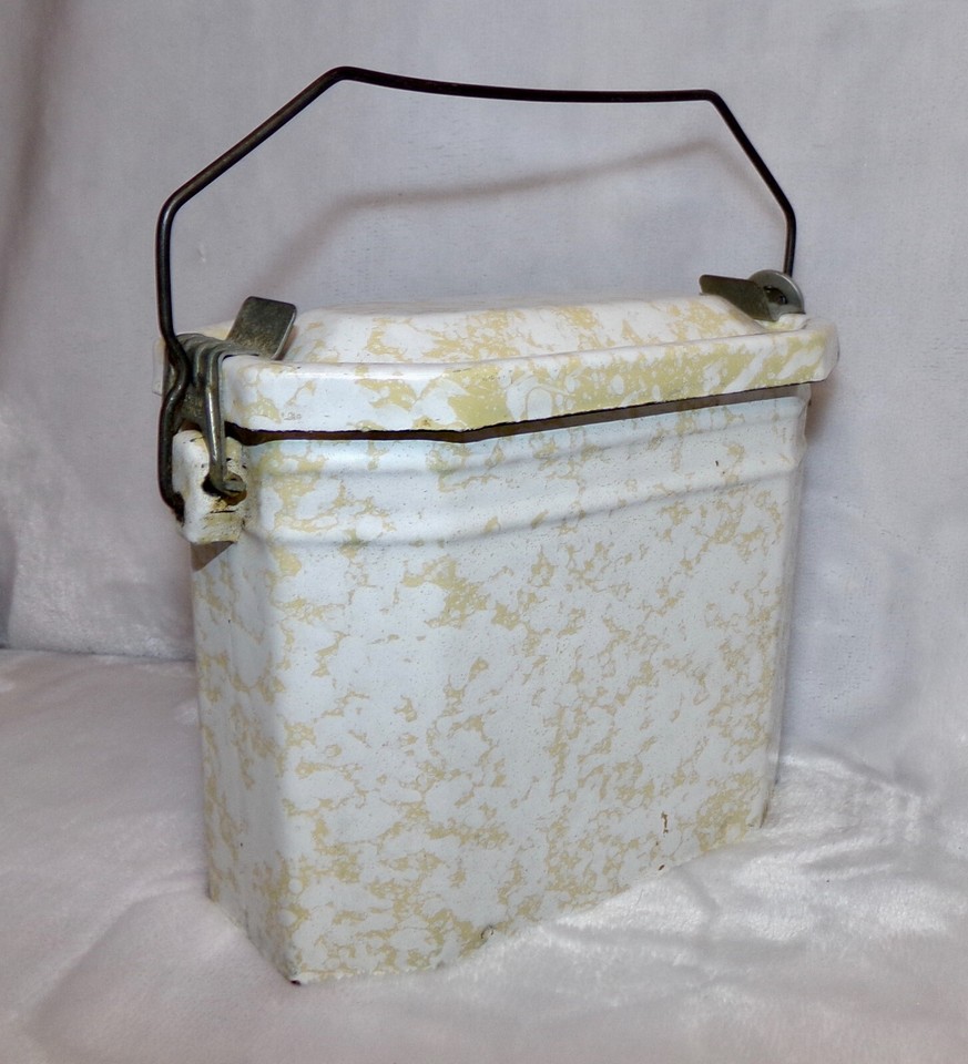Vintage Enamel Graniteware French Lunch Pail Box With Handle | eBay