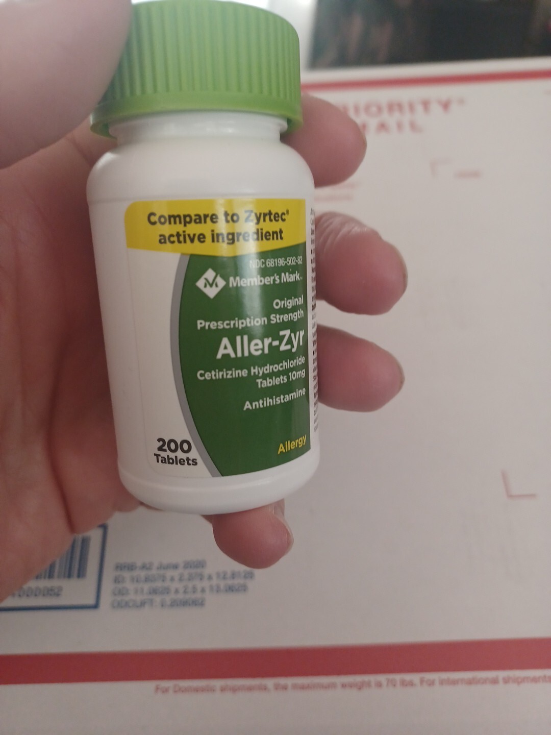 Member's Mark Aller-Zyr, 10mg Cetirizine HCl, Antihistamine - 400 Tabs ...