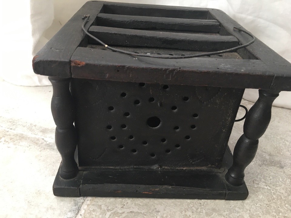 Antique 19th Century Wood and Punched Tin Foot Warmer w/ Heart ...