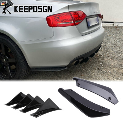 For Audi A4 B8 A5 A6 Gloss Rear Diffuser Shark Fins Splitter Canard Lip ...