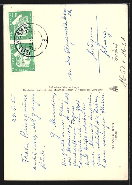 Foto-AK Walter Hege: Speyer, Der Ostbau des Doms 1955 | eBay