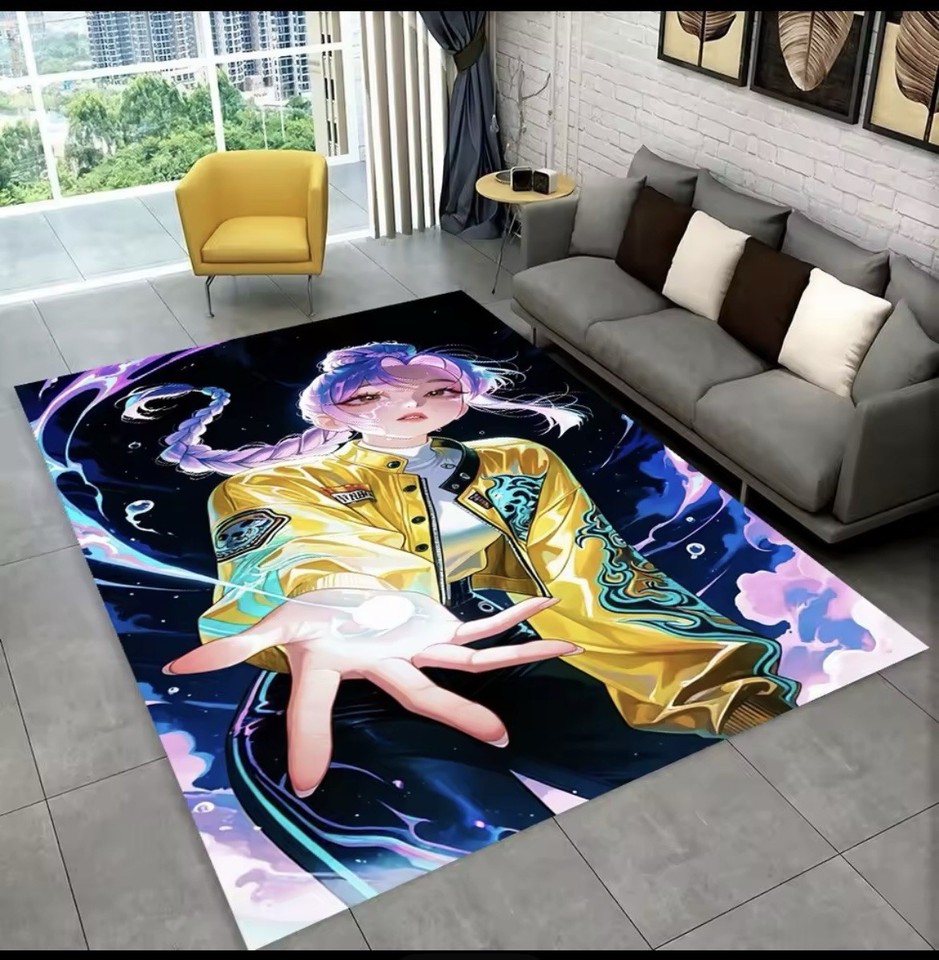 3D Kpop Demon Hunters Rumi Mira Zoey Cartoon Music Carpet Rug Living ...