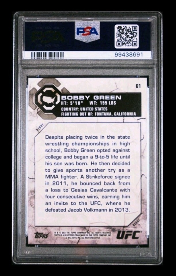 2013 Topps UFC Bloodlines Bobby Green 1st Card Debut /8 Red PSA 10 GEM ...