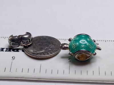 HALIA 925 GREEN ENAMEL, TURTLE EURO BEAD CHARM,PLUS SPACER W/OUT GASKET ...