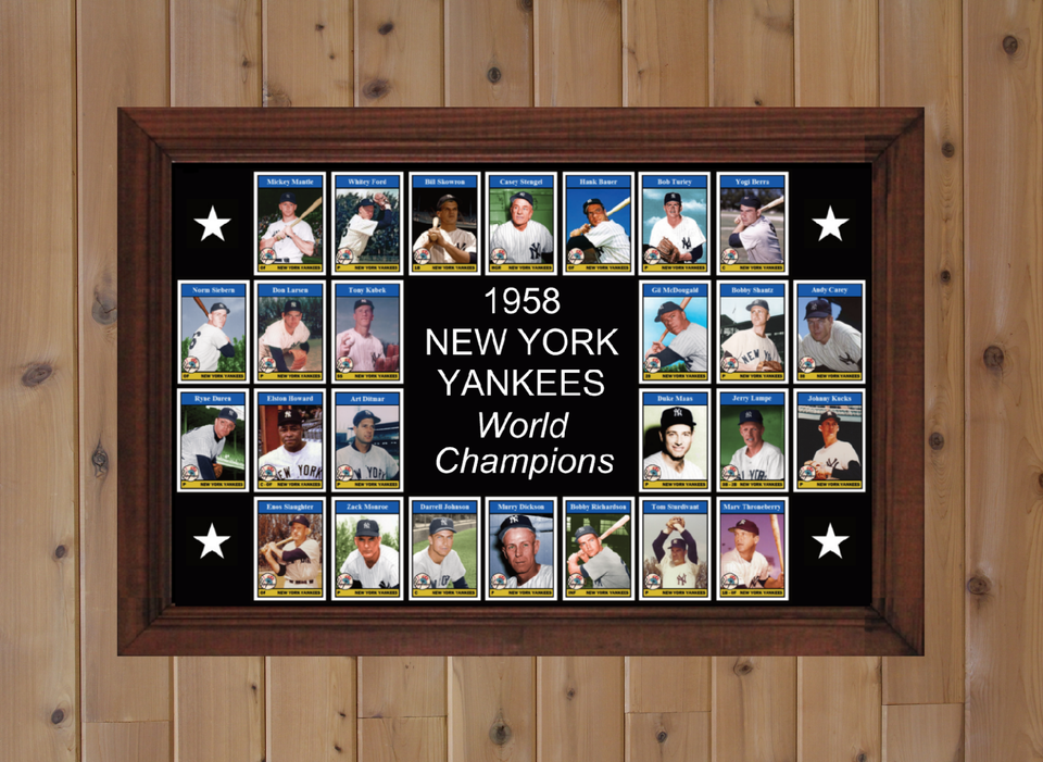 1958 NEW YORK YANKEES Baseball Card Set POSTER Team Photo Man Cave ...