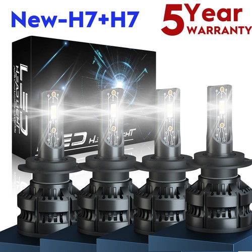 4x H7 LED Headlight Bulb Kit High Low Beam 200W 30000LM Super Bright ...