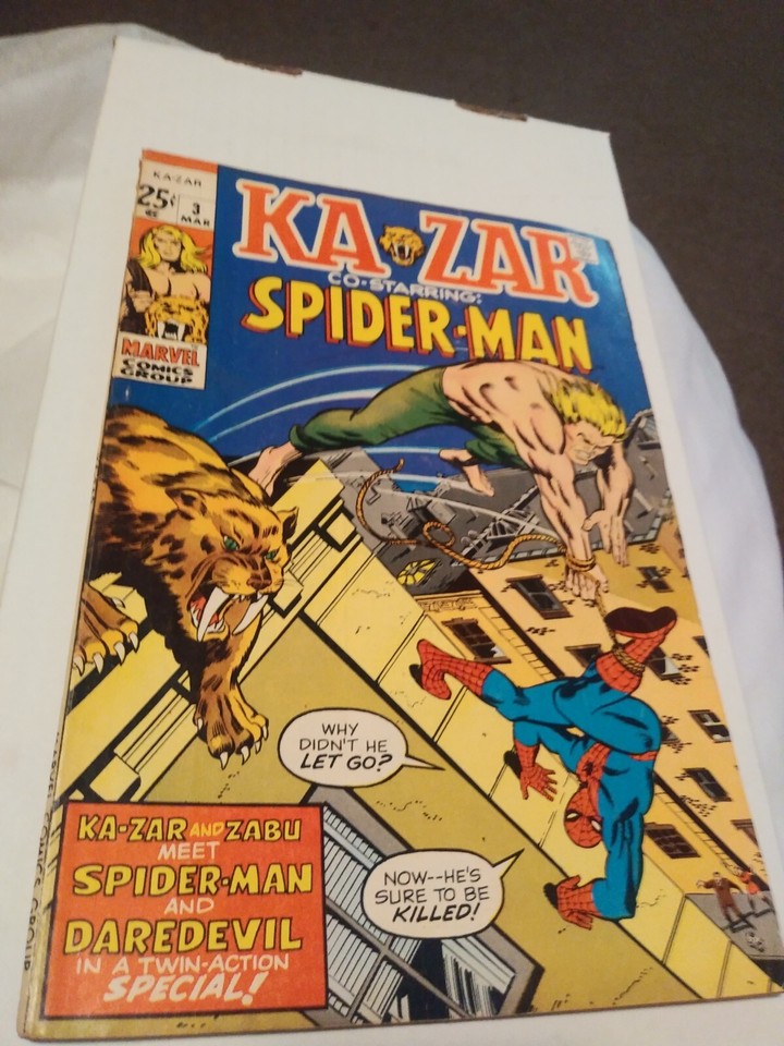 1970 Ka-Zar #3 Comic Book Starring Spider-Man & Daredevil ; Marvel ...