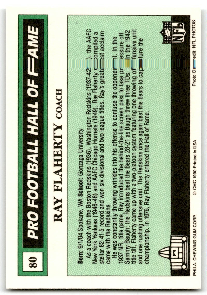 1990 SWELL GREATS RAY FLAHERTY NEW YORK GIANTS #80 | eBay