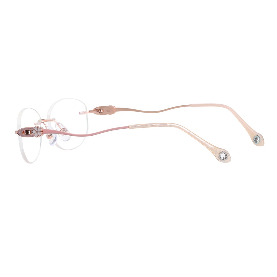 Desinger Fashion Women Rimless Titanium Glasses Frame Optical Eyewear ...