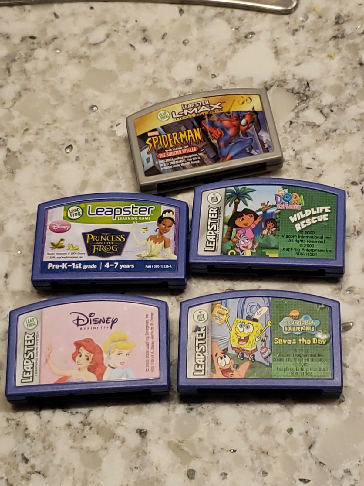 Lot of 5 Leap Frog Leapster Games spiderman princess and frog Dora ...