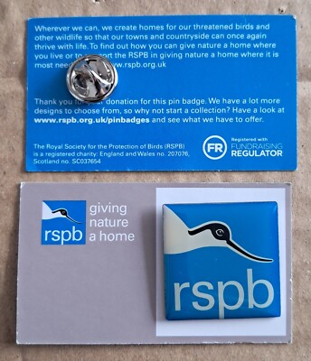 RSPB LARGE SQUARE LOGO Charity Pin Badge GNAH Grey Series 4 BIRD | eBay