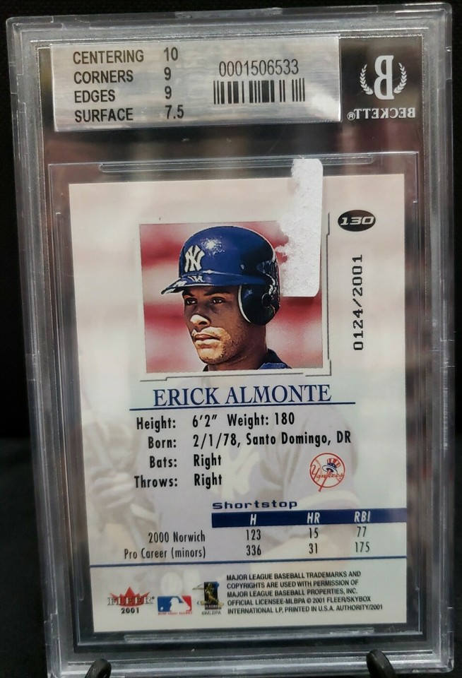 2001 FLEER AUTHORITY #130 ERICK ALMONTE New York Yankees Beckett 8.5 | eBay