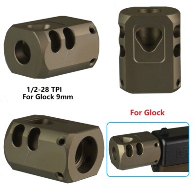 Anodized Tan 9mm Muzzle Brake 1/2x28 TPI Compensator F Glock Aluminum ...
