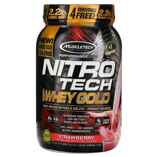 Muscletech, Nitro Tech, 100% Whey Gold, Strawberry, 2.20 lbs (999 g) | eBay