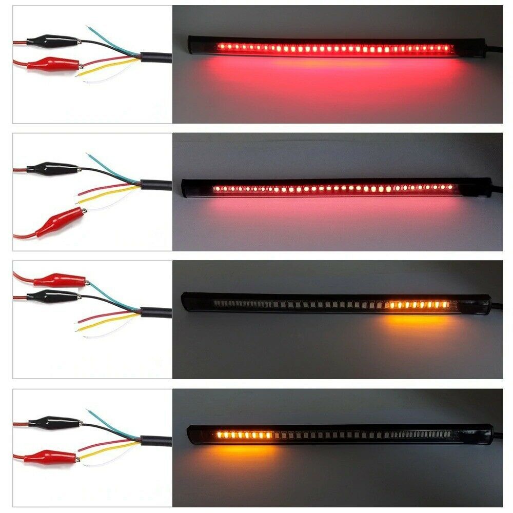 1X NEW Motorcycle Light Strip - 8" Flexible 48 LED Tail Brake Stop Turn ...