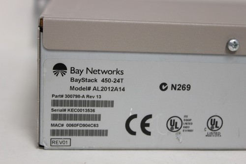 BAY NETWORKS AL2012A14 BAYSTACK 450-24T SWITCH 24 PORT WITH 450-1SX MDA ...