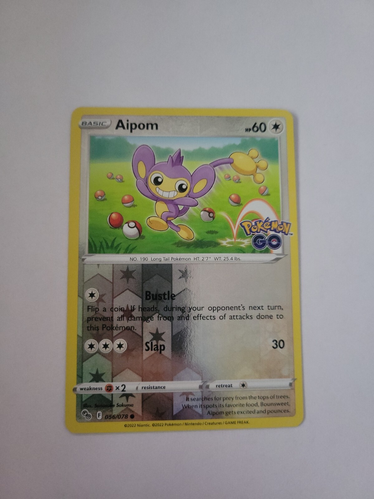 Pokémon TCG Aipom Pokemon GO 056/078 Reverse Holo Common Colorless NM ...