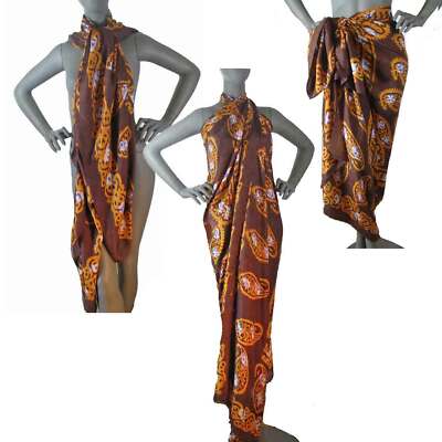 XL Silk Sarong Pareo Scarf, 63" Sq, Gorgeous Print Museum Couture ...