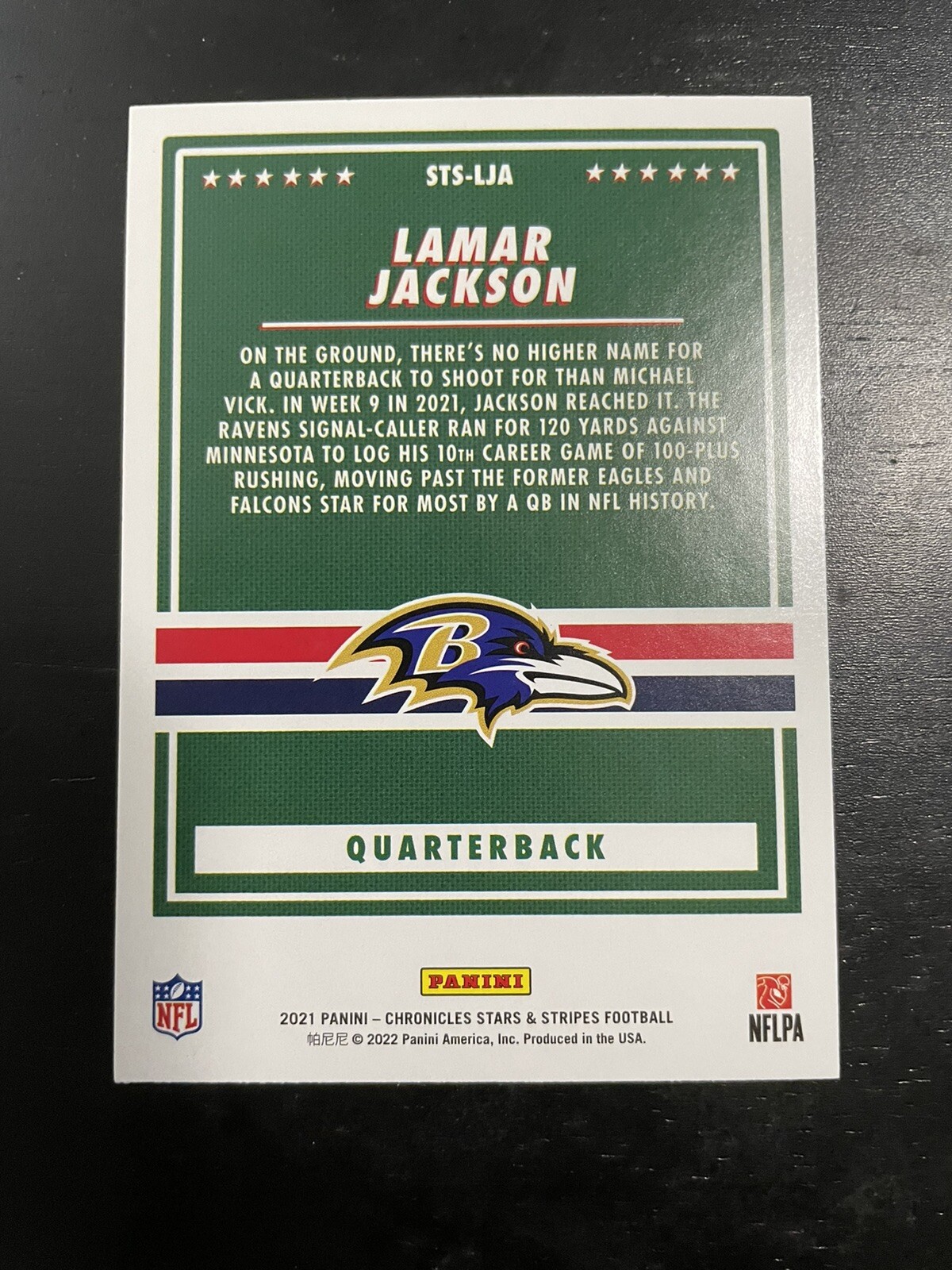 LAMAR JACKSON 2021 Panini Chronicles Football Stars & Stripes STS-LJA ...