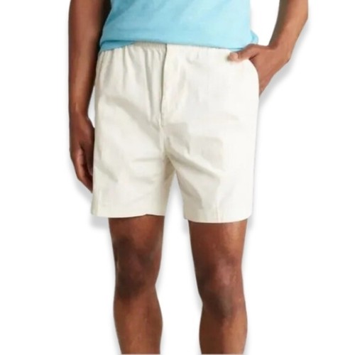 Abound Shorts Flat Front Design Elastic Waist Button Zip Closure Cream ...