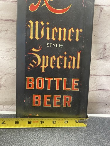 VINTAGE PRE-PROHIBITION REISCH'S WIENER BOTTLE BEER TIN OVER CARDBOARD ...