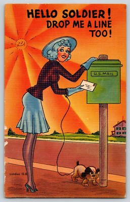 Postcard Humor Military - Hello Soldier Drop Me a Line Too | eBay