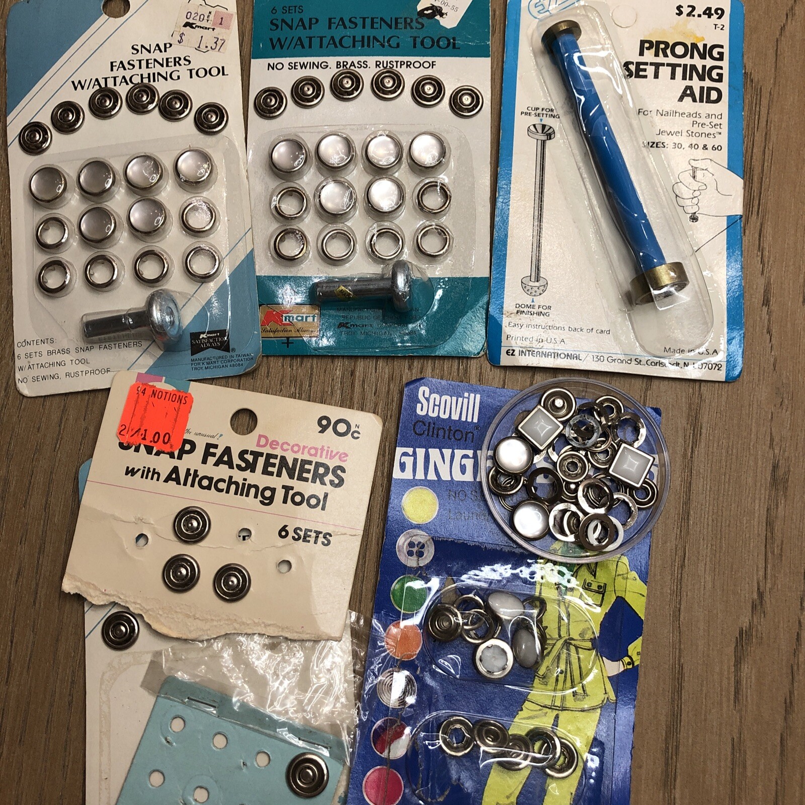 Lot of Snap Fasteners with Attaching Tools VTG White | eBay