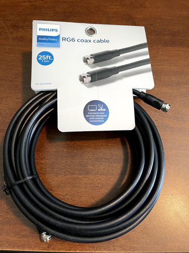 Philips 25 ft. RG6 Coax Cable Black TV Broadband Cable | eBay