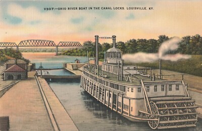 Postcard Ohio River Boat In The Canal Locks, Louisville, KY VTG ME4. | eBay