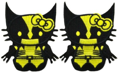 Wolverine Hello Kitty Embroidered Kitty Patch | 2PC iron on or sew on 3 ...