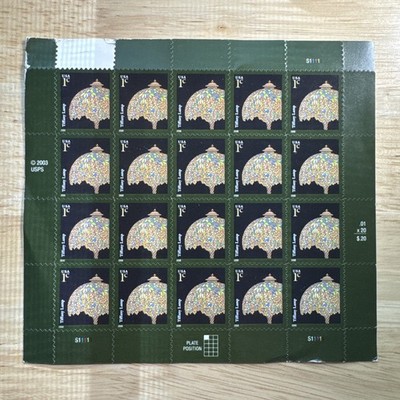 2003 USPS Postage Stamp | Tiffany Lamp | 20 x 1-cent Stamp Block | 1 ...
