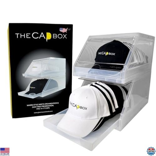 Hat Organizer 2 Pack - Clear Stackable Tray Rack for Baseball Caps ...