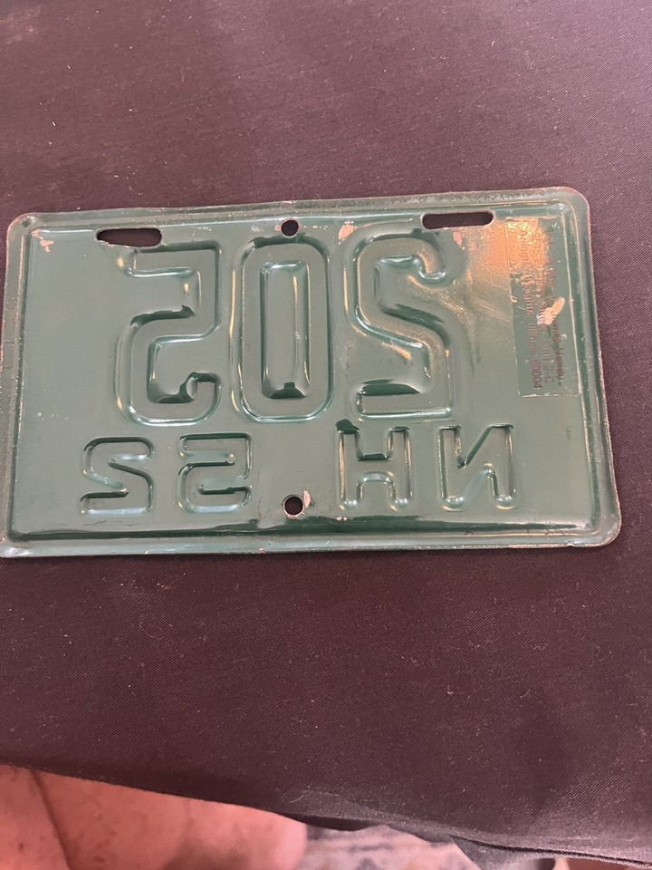 1952 New HamHampshire MOTORCYCLE License Plate Three DIGIT #205 No Reserve | eBay