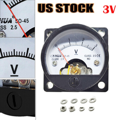 DC 0-3V Analog Voltmeter Analogue Voltage Panel Meter SO45 Directly ...